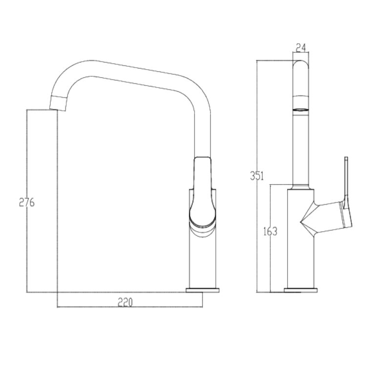 Architectura Square Kitchen Mixer Brushed Nickel | Argent Australia